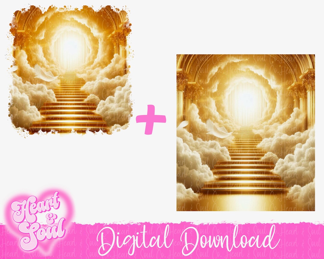 Gold Heaven in Loving Memory Template- Angel Wings Memorial Background ...