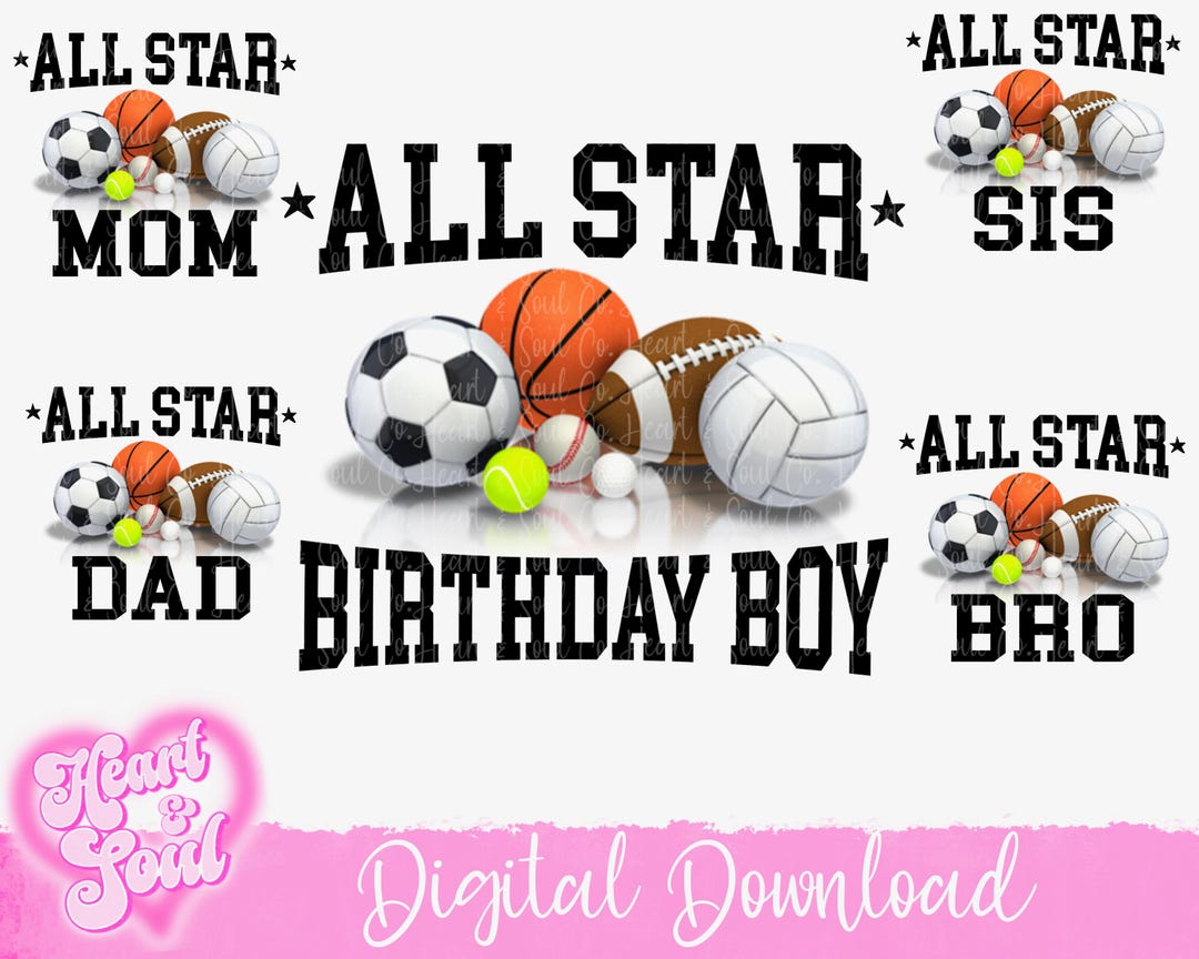 All Star Birthdsy Png- Sports Birthday Png- Family Bundle- Digital ...