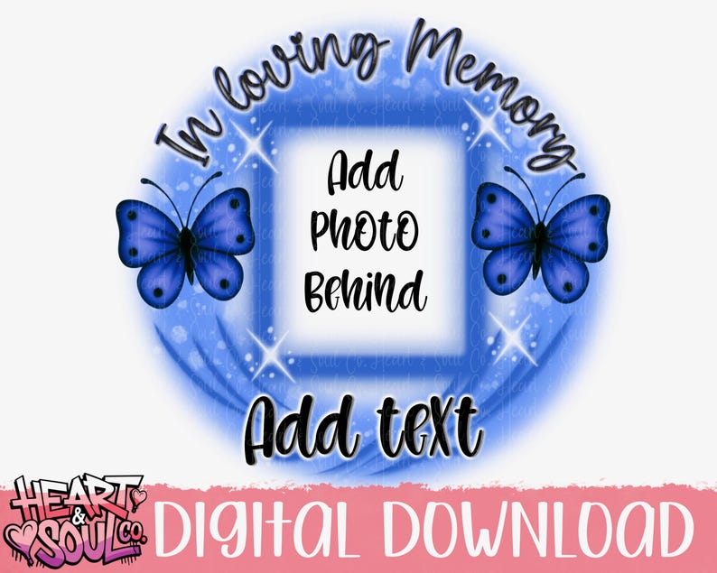 Blue Butterfly Airbrush Memorial Template- Airbrush in Loving Memory ...