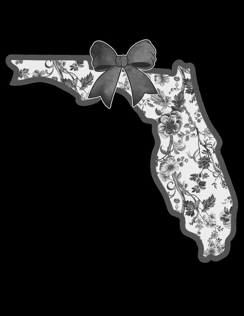Florida Floral PNG- Florida Outline PNG- Chinoiserie PNG- Digital ...