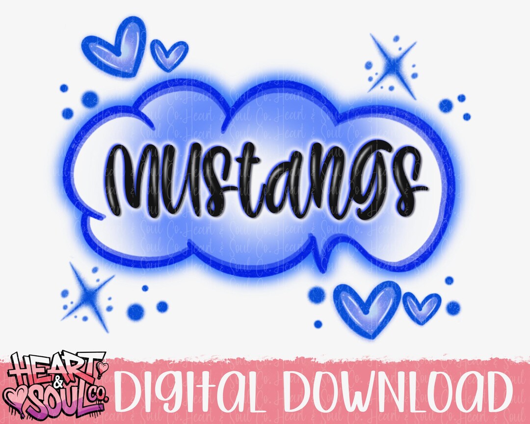 Mustangs Png- Blue Mustangs Airbrush PNG- Game Day Png- School Spirit ...