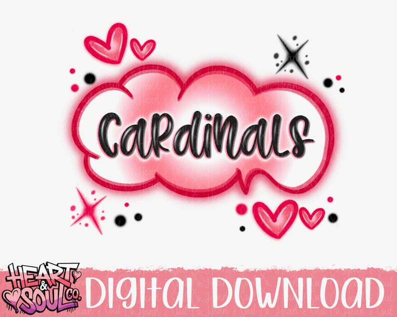 Cardinals Png- Red Cardinals Airbrush PNG- Game Day Png- School Spirit ...
