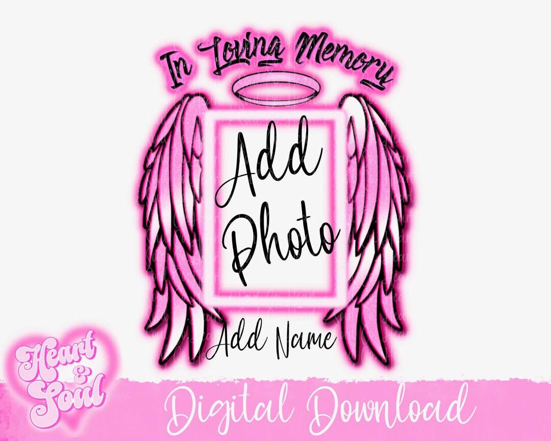 Pink in Loving Memory Airbrush Wings Png- Digital Download - Etsy