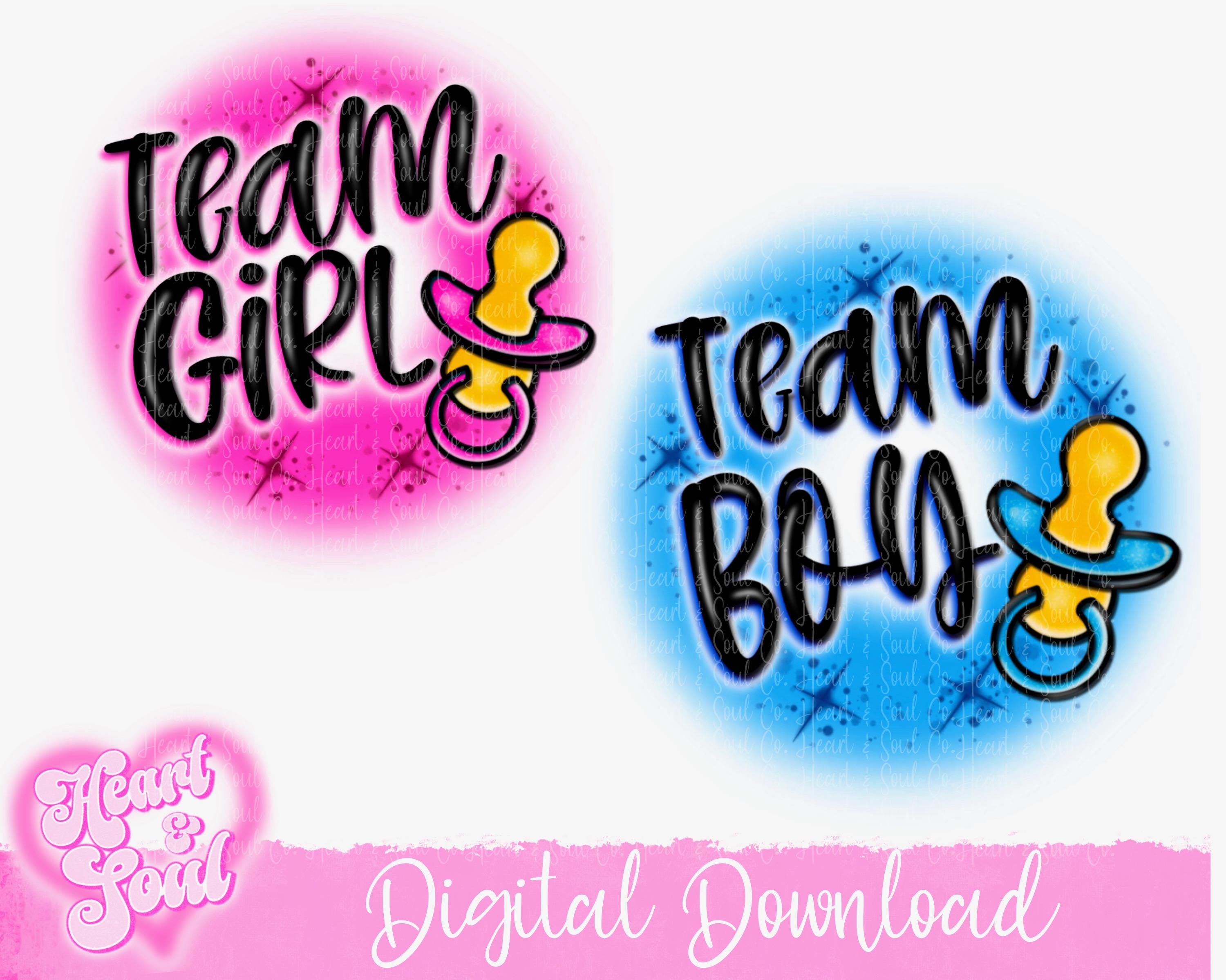 Gender Reveal Png- Team Girl Png- Team Boy Png- Airbrush Gender Reveal ...