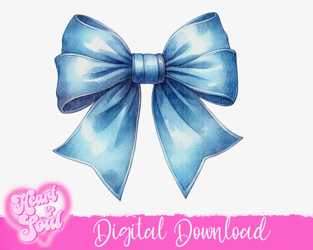 Blue Watercolor Coquette Bow- Digital Download - Etsy
