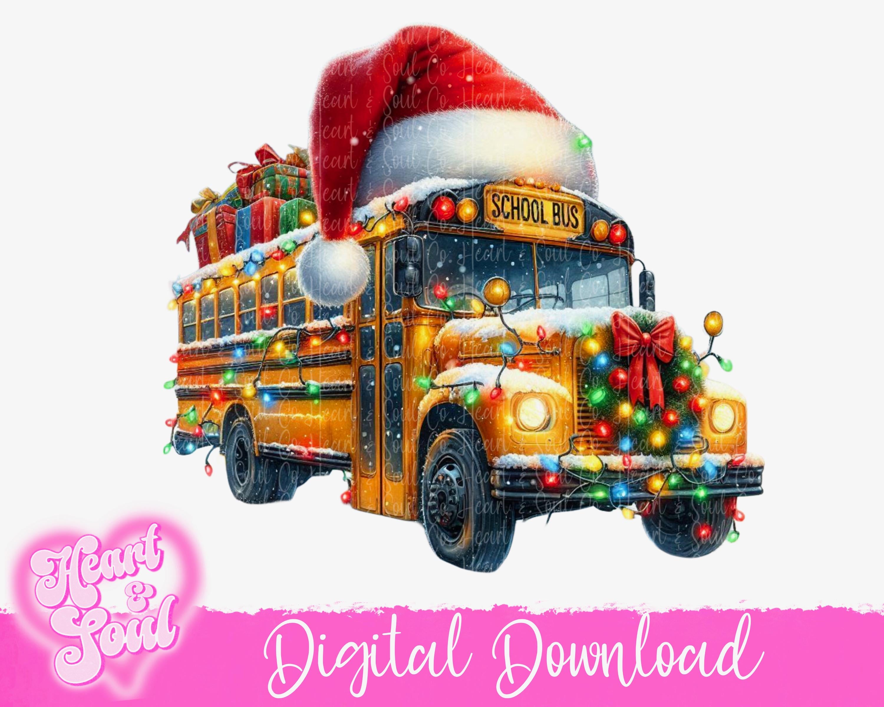 Christmas School Bus PNG- School Bus Driver PNG- School Bus Png- Santa ...