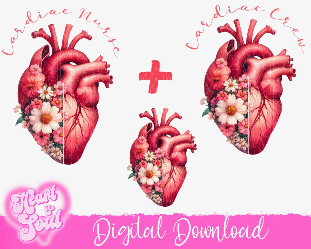 Floral Heart Cardiac Nurse PNG – Cardiology Crew (digital Download) - Etsy