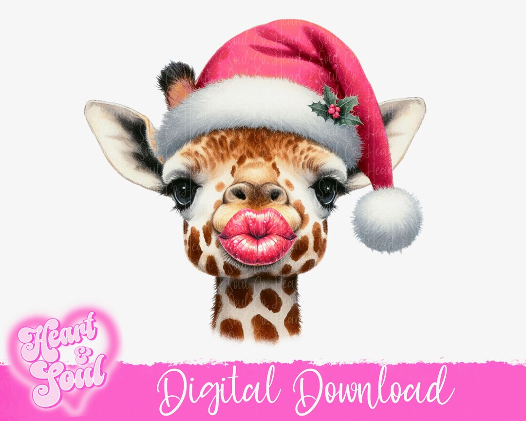 Christmas Giraffe PNG – Santa Hat, Kissy Face (digital Download) - Etsy