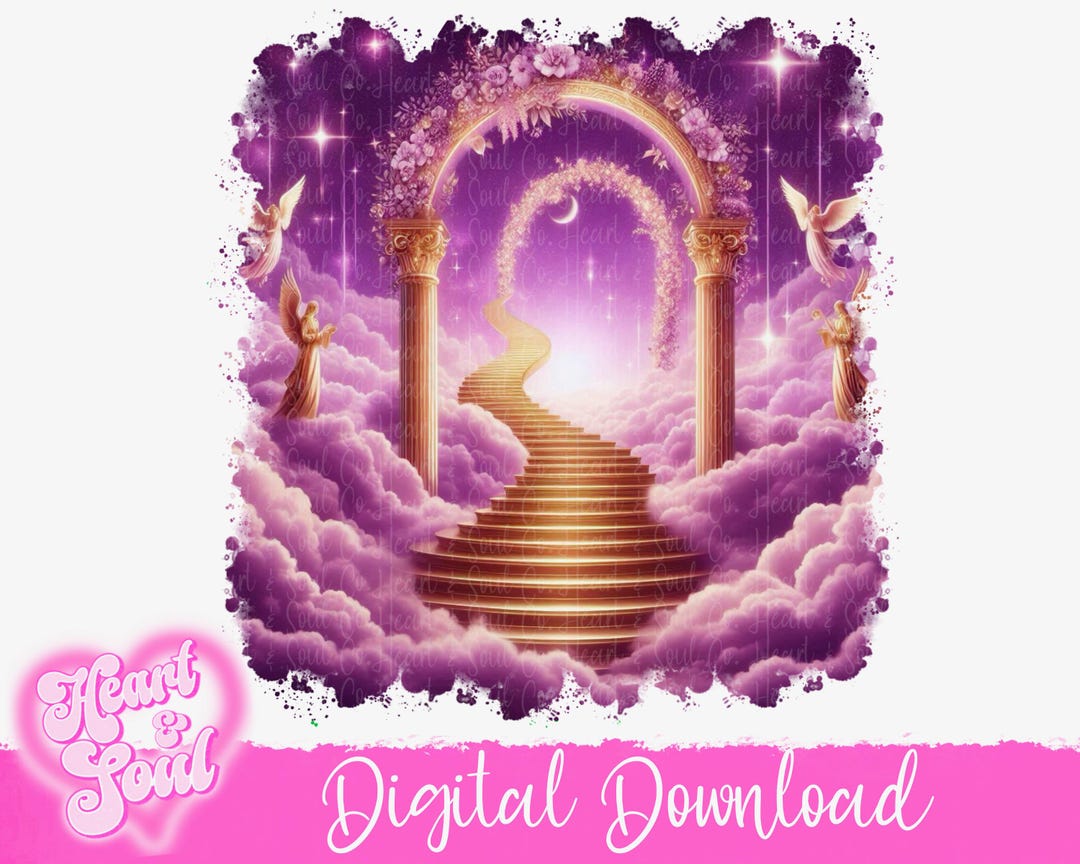 Purple Heaven Stairs PNG – Memorial Background Template (digital ...