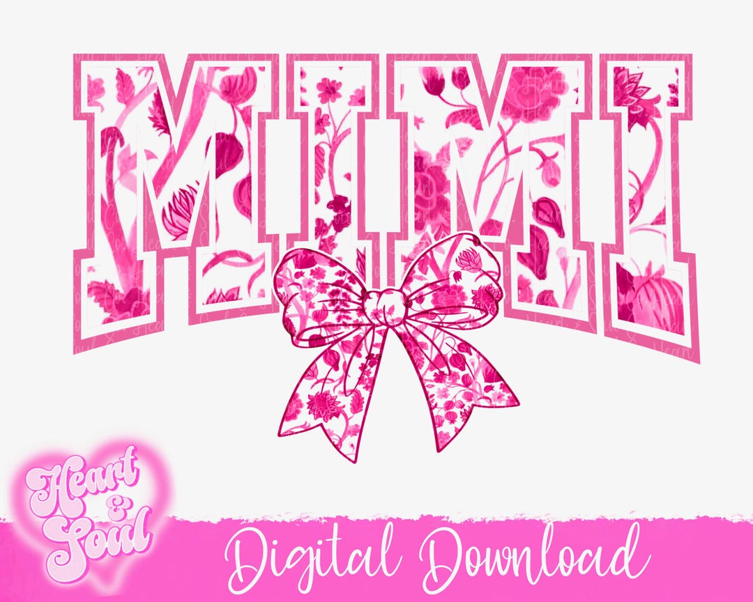 Mimi Floral PNG – Watercolor Bow Chinoiserie, Pink Design (digital ...