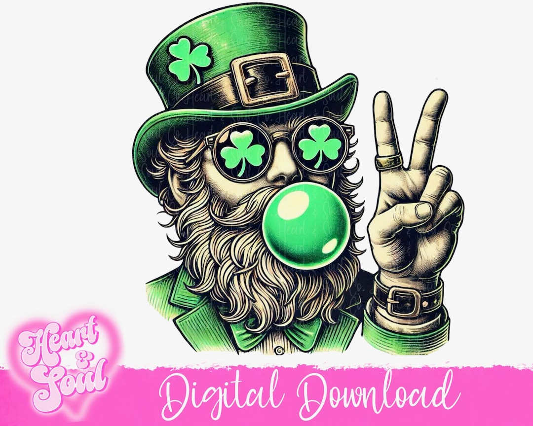 Boujee Leprechaun St Patrick’s Day Blowing Bubble PNG- Vintage St ...