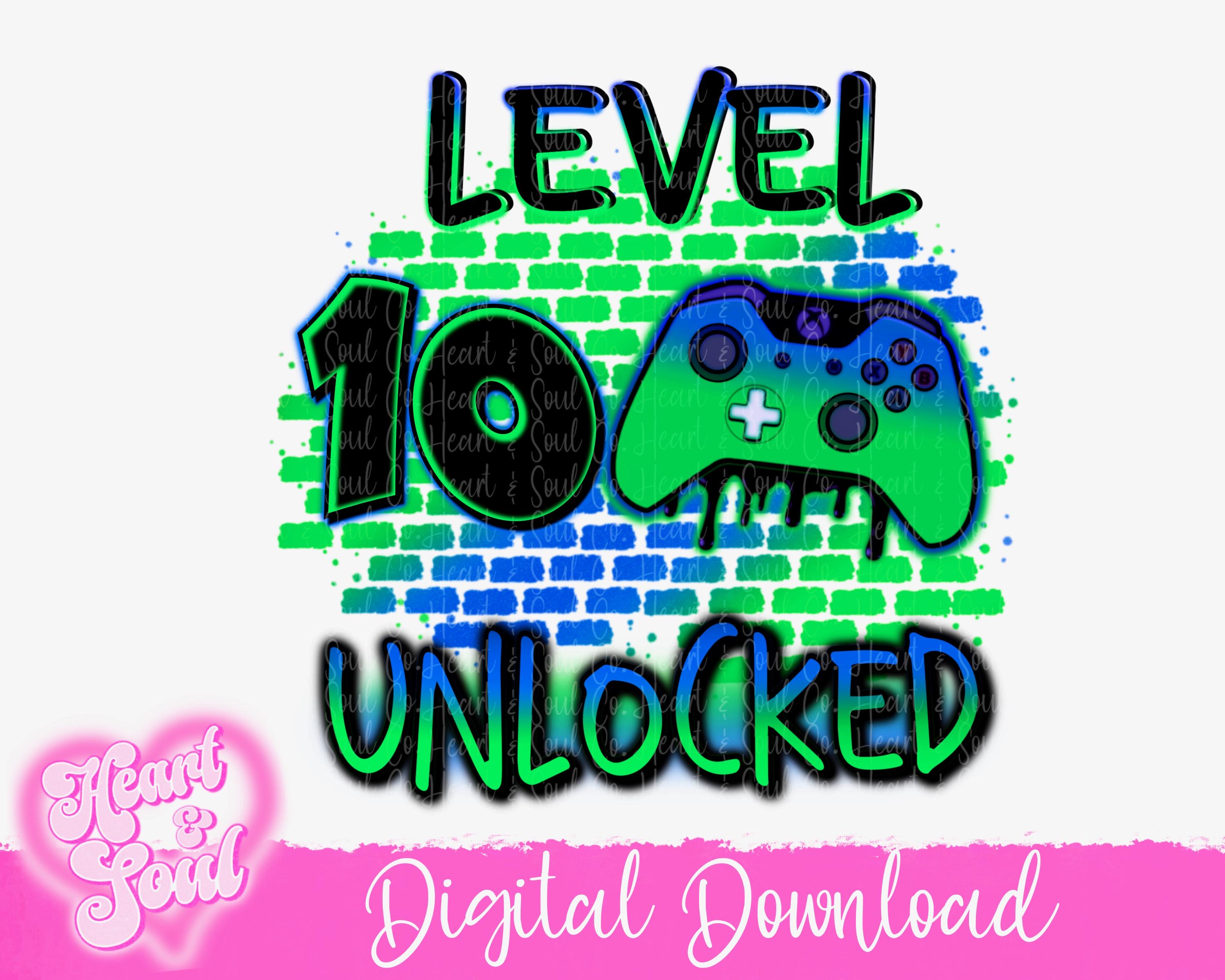 Level 10 Birthday PNG Gamer Birthday PNG Airbrush Birthday Gamer ...