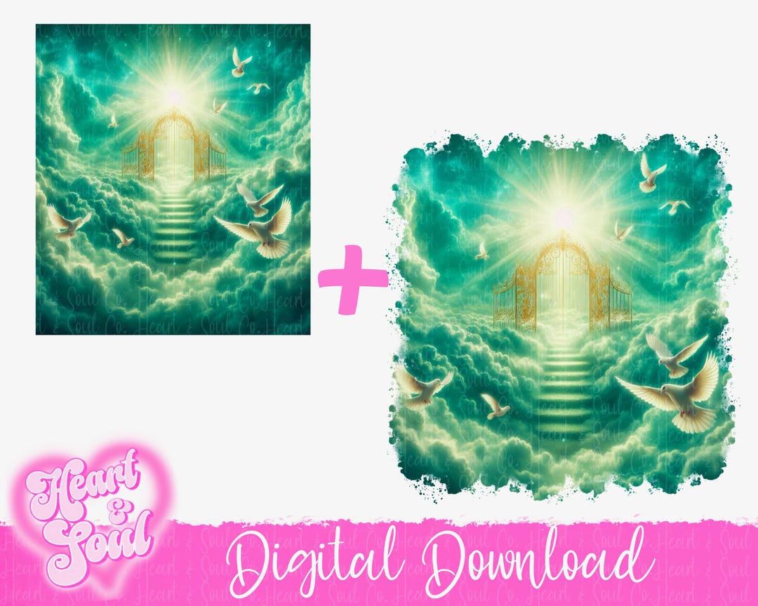 Emerald Green Heaven Gates in Loving Memory Template- Memorial ...