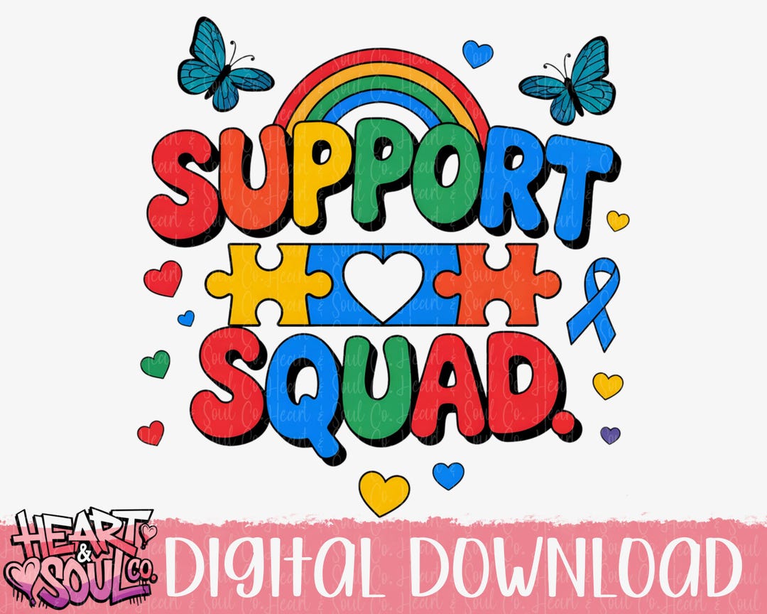 Autism Support Squad PNG - Rainbow Puzzle Design (digital Download) - Etsy
