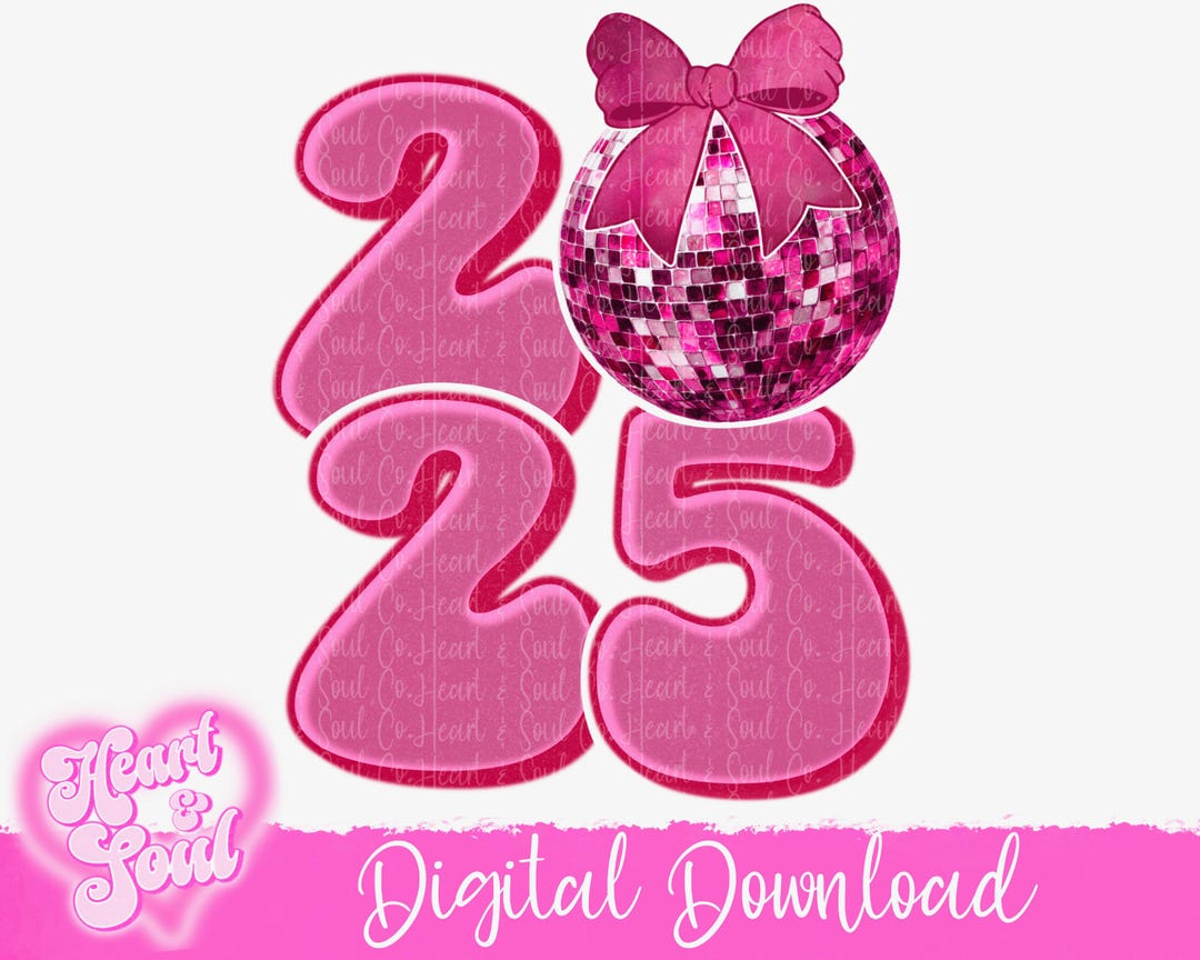 Pink 2025 New Year Png- New Years Png- 2025 Png -digital Download - Etsy