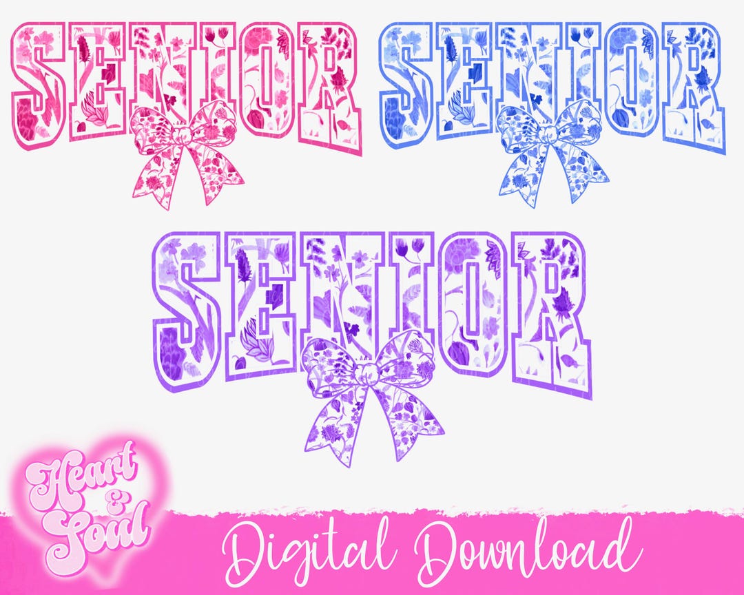 Senior Floral PNG- Bundle of 3- Senior Class Png-watercolor Floral ...