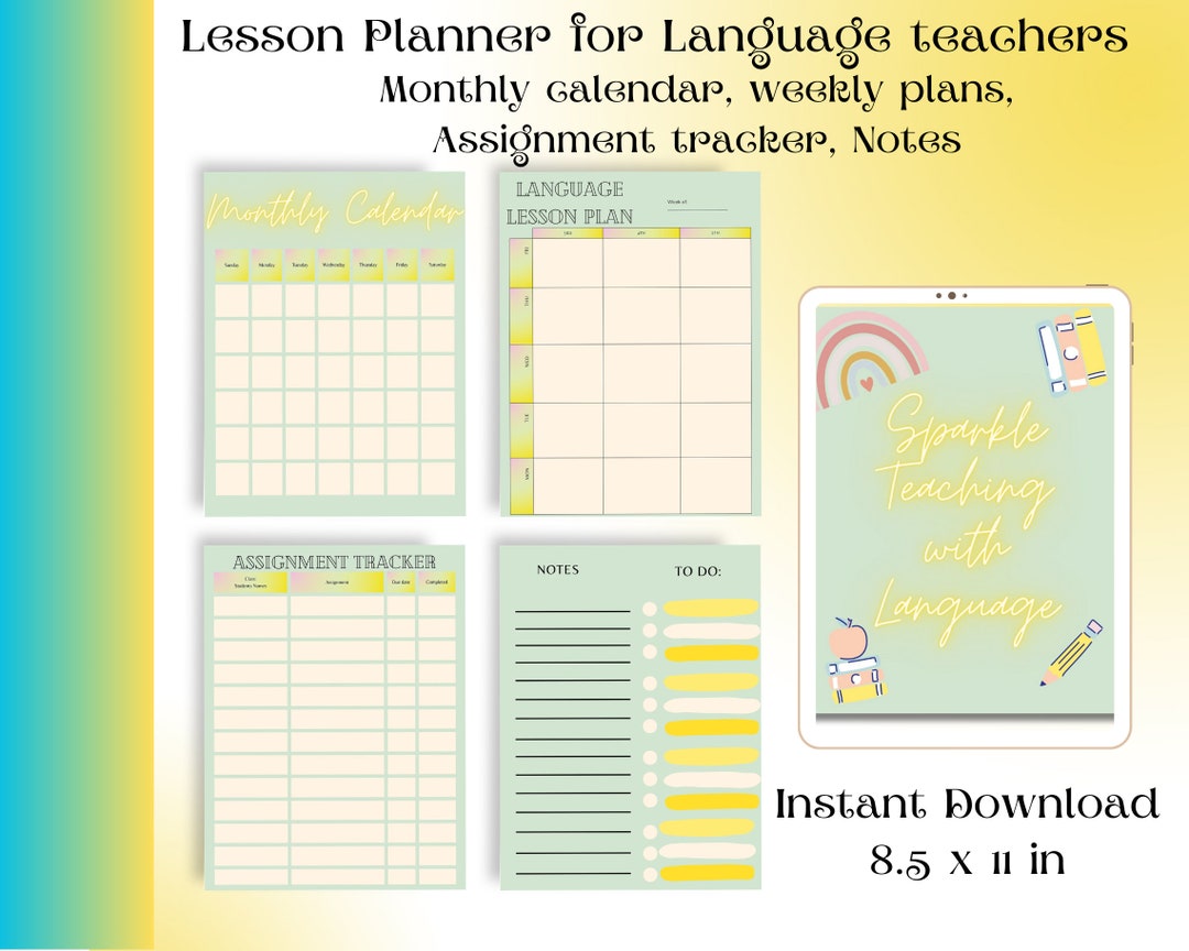 World Language Teacher Printable Lesson Planner - Etsy