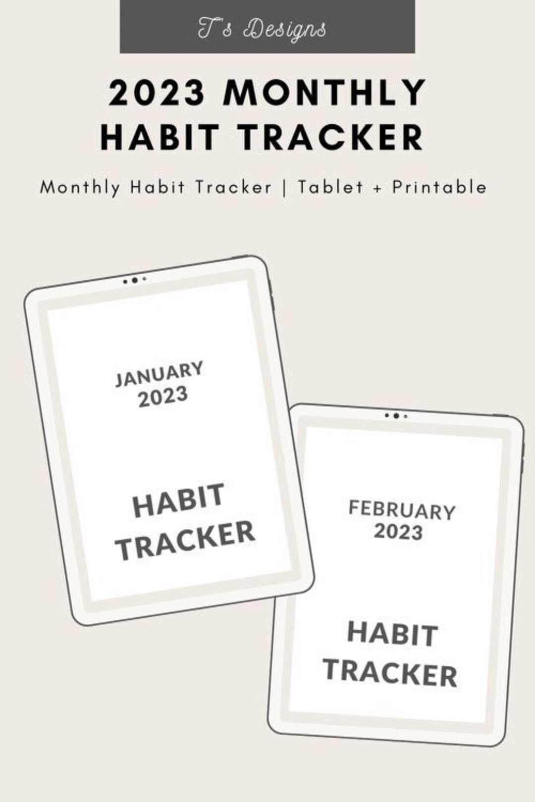 Digital 2023 Monthly Habit Tracker for Goodnotes, Notability, Etc ...