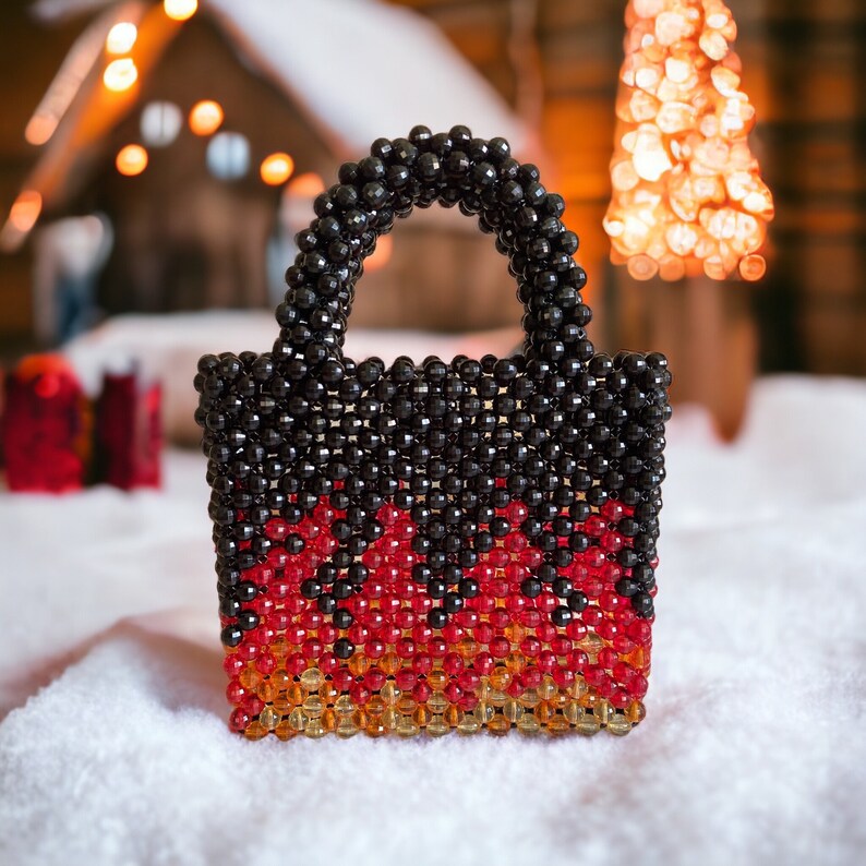 Flame Pattern Custom Desing Black Handbags, Fire Pattern Big Bag ...