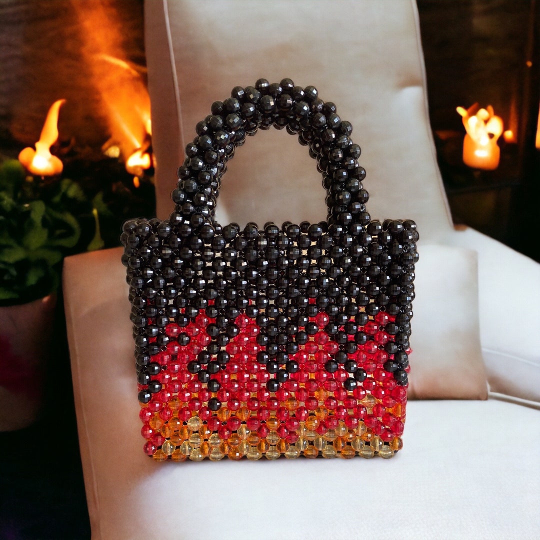Flame Pattern Custom Desing Black Handbags, Fire Pattern Big Bag ...