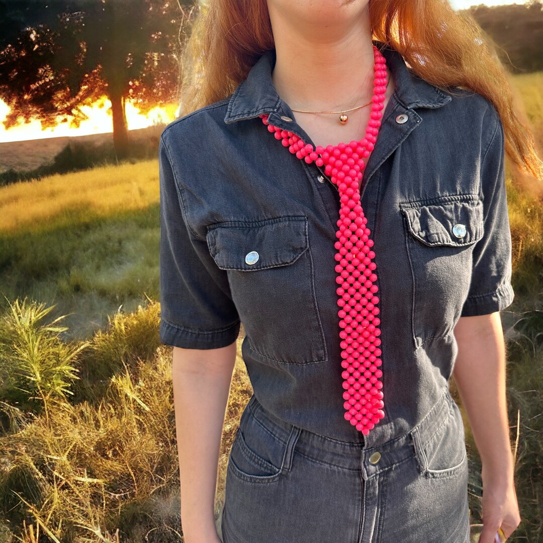 Handmade Beaded Tie, Custom Desing Pearl Woman Tie, Masculine Style ...