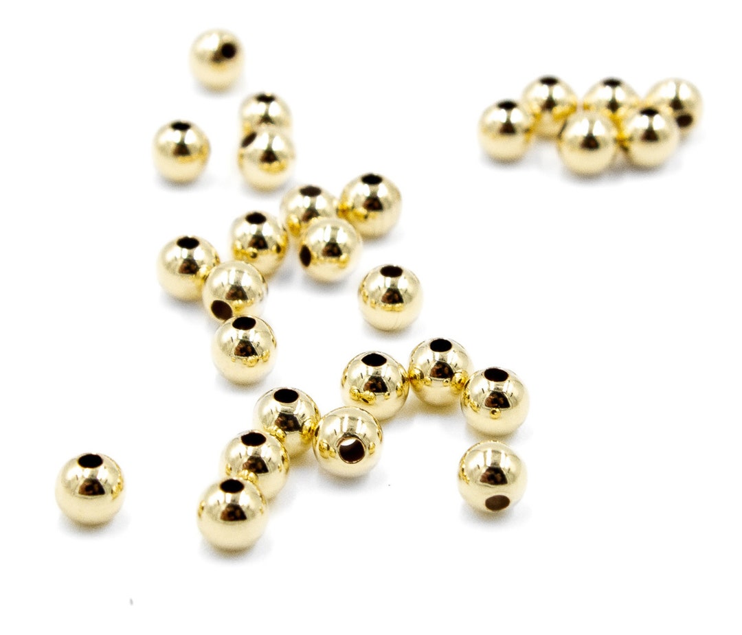 4mm Gold Filled Round Beads, 25 Pieces, Choose Your Bead Hole Size ...