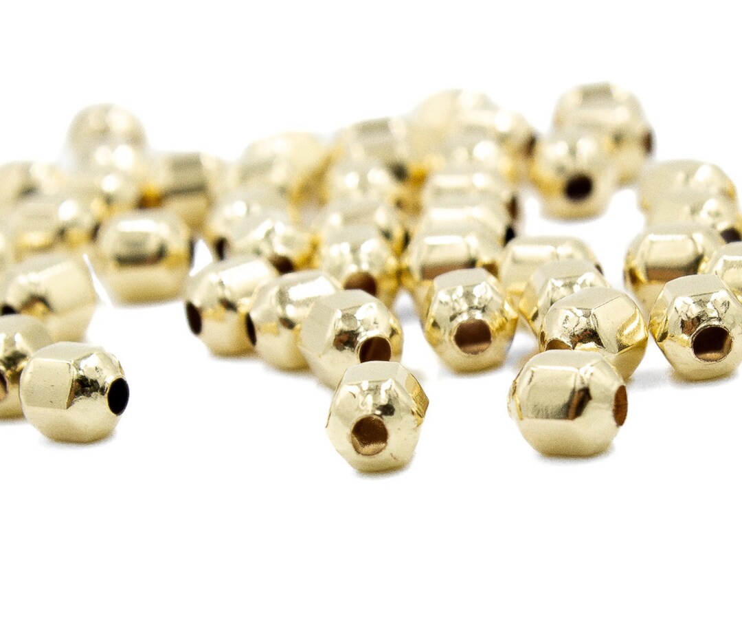14K Gold Filled Square Beads, 4mm Diamond Cut Beads, Gold Filled ...