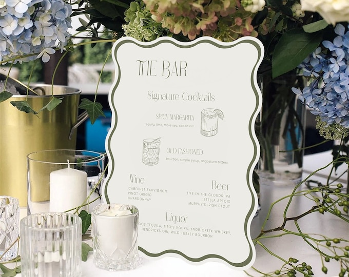 Wavy Bar Sign Wedding Bridal Shower Engagement Event Digital or Printed ...