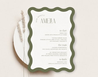 Arched Menus Personalized With Guest Names Modern Wedding Event Menu ...