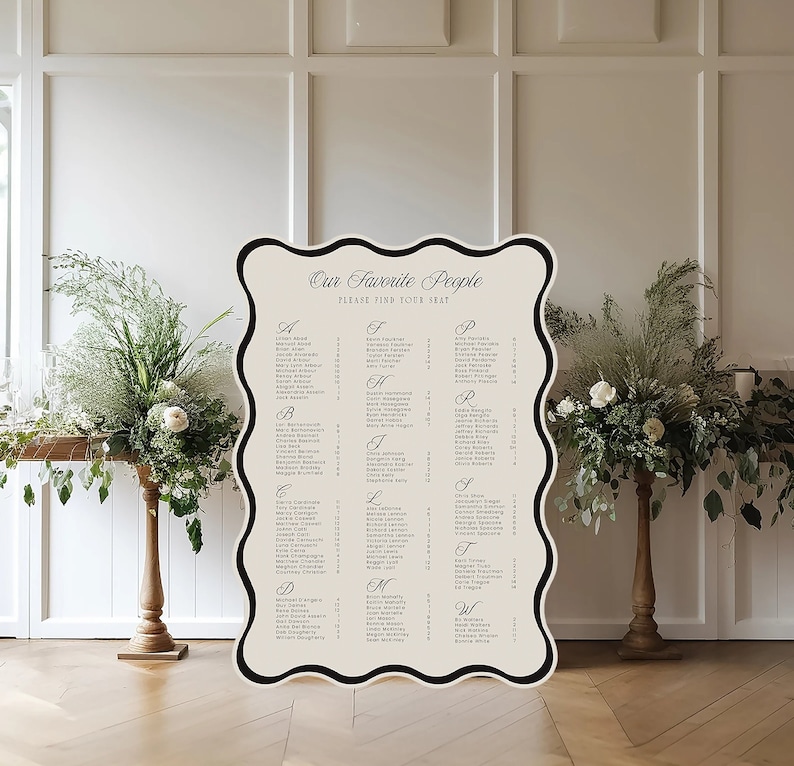 Retro Wavy Seating Chart for Wedding | PVC Sign | Digital Download or ...