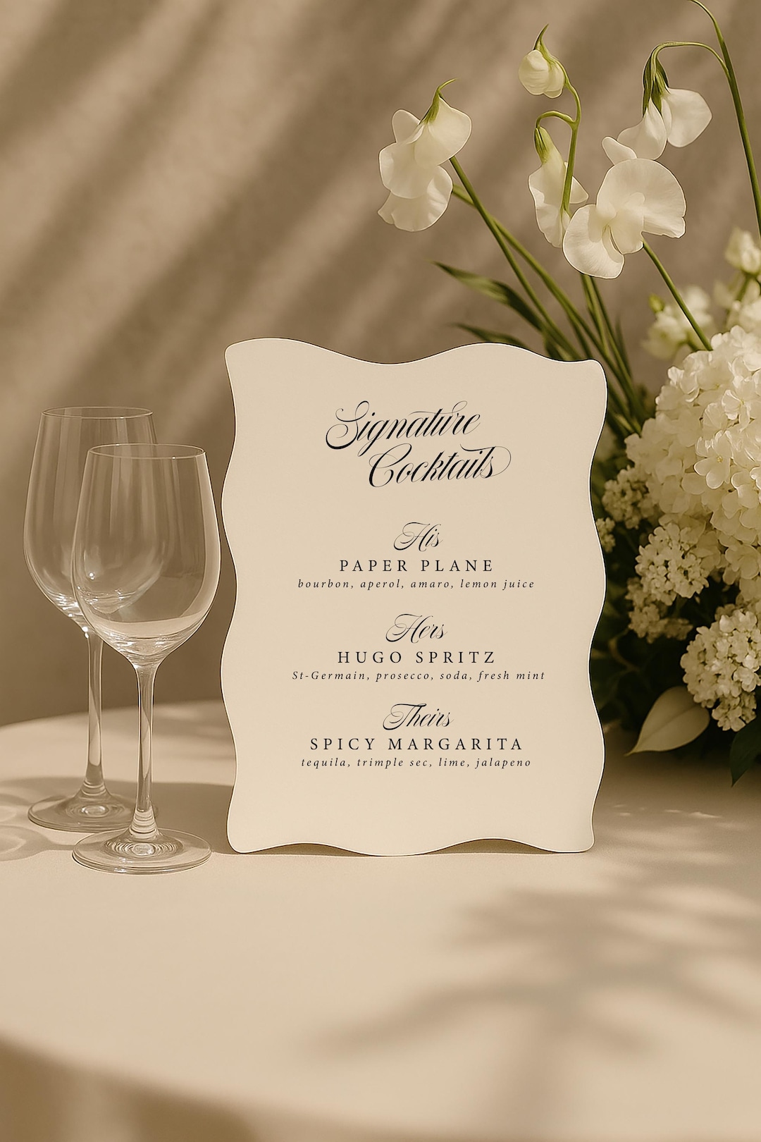 Custom Signature Cocktail Bar Sign – Elegant Wavy Edge Design | Wedding ...