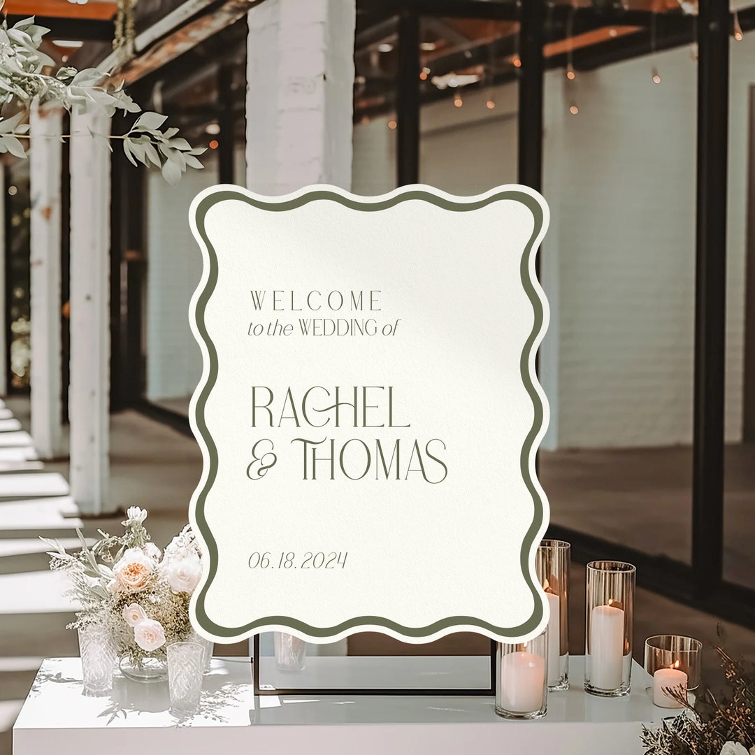 Wavy Welcome Sign | Wedding Bridal Shower Engagement Event | Digital or ...