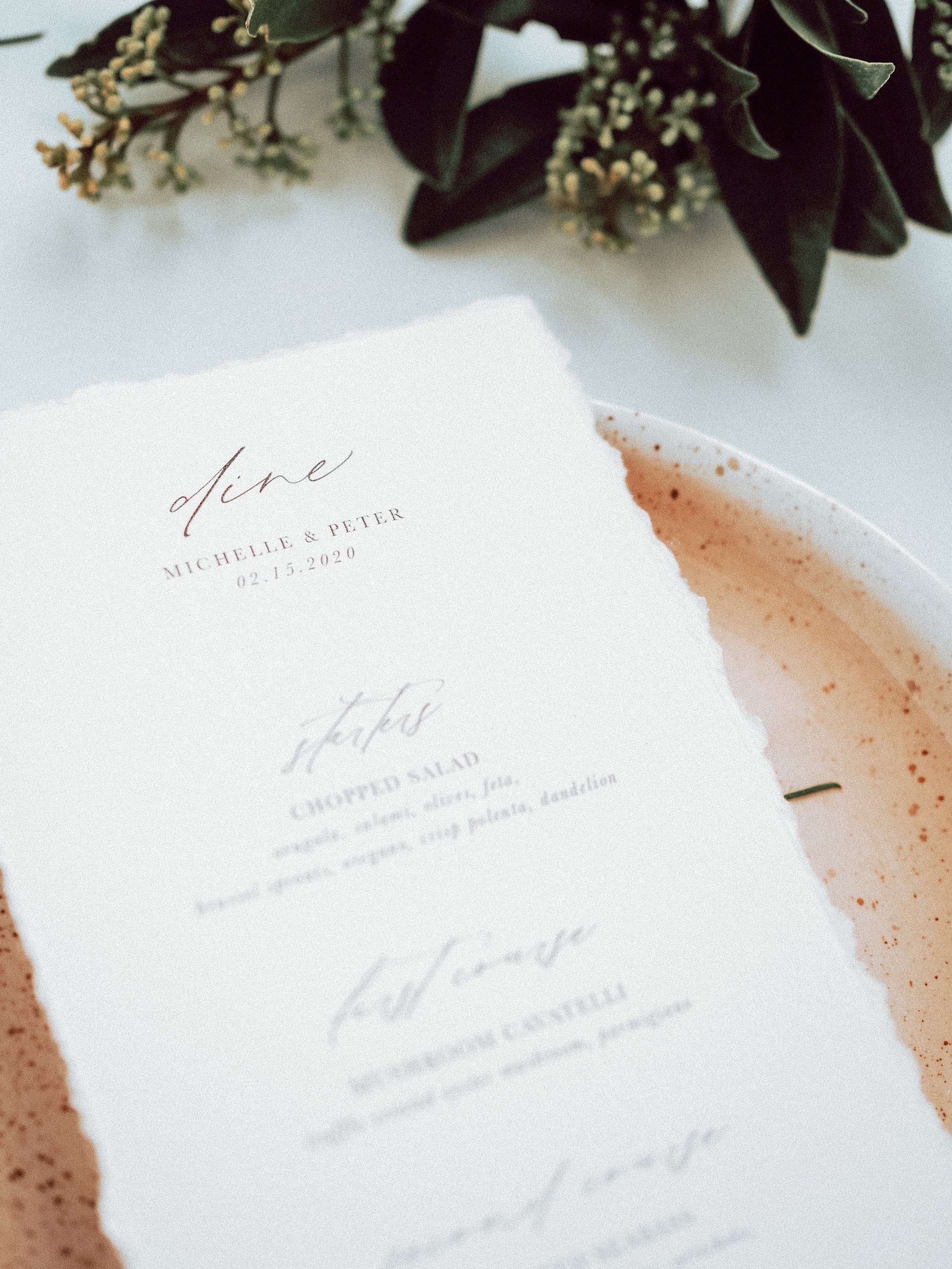 Modern Minimal Wedding Menus on Thick 4x8 Card Stock With Deckled Edge ...