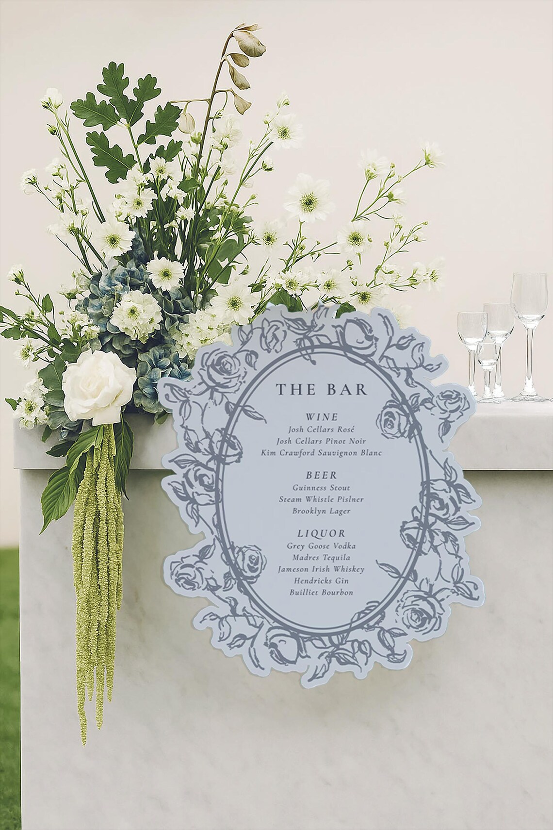 Floral Floating Bar Sign - Timeless Floral Design (custom Color ...