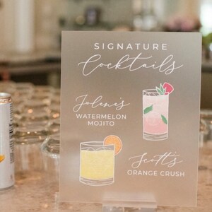 Hand Painted Signature Cocktails Sign: Acrylic Wedding Bar Sign - Etsy