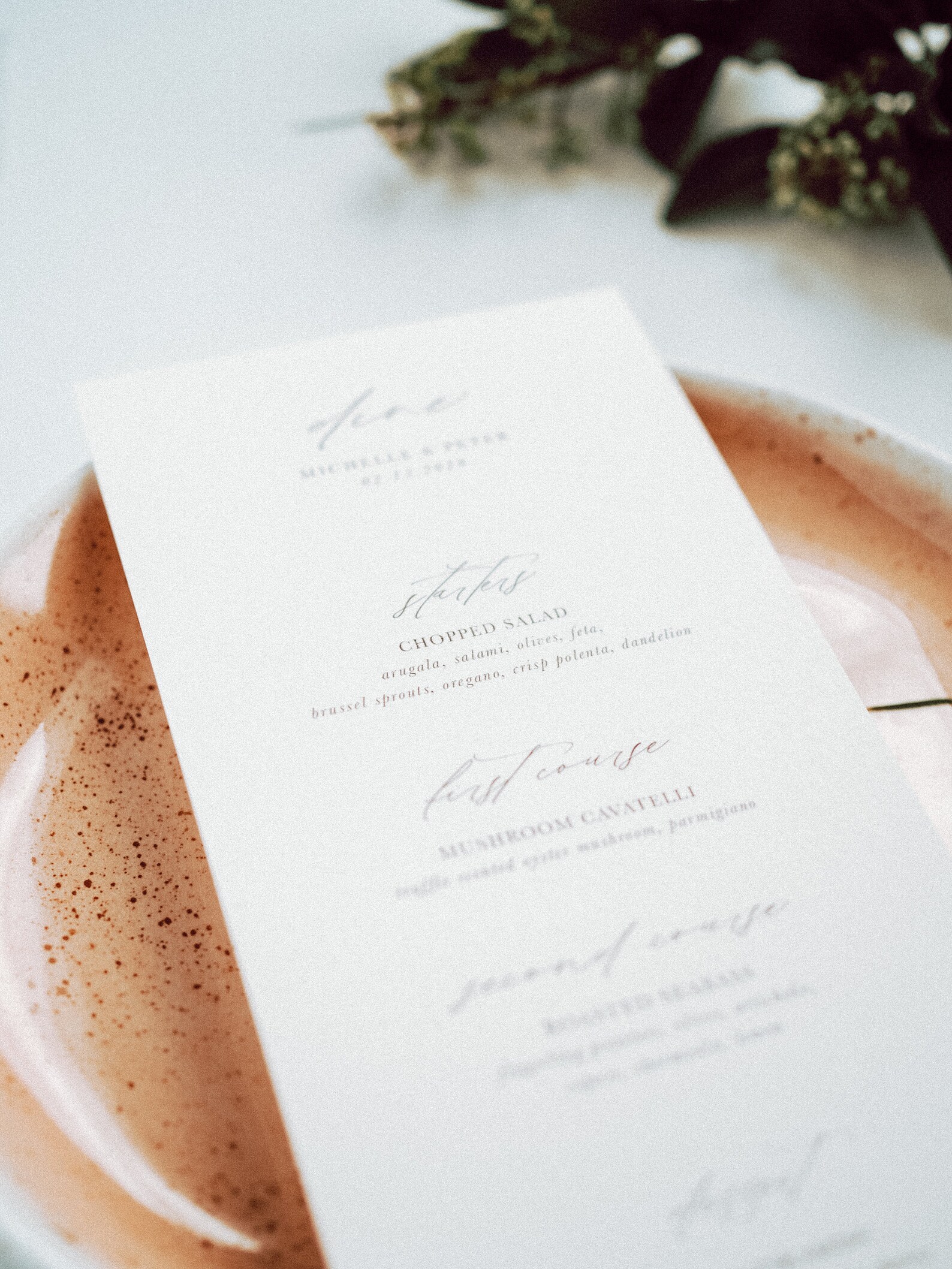Modern Minimal Wedding Menus on Thick 4x8 Card Stock With Deckled Edge ...