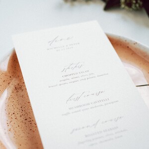 Modern + Minimal Wedding Menus on Thick 4x8" Card Stock With Deckled ...