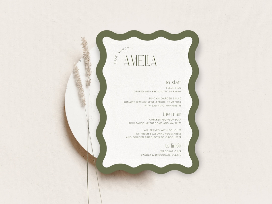 Wavy | Wave Menus Personalized With Guest Names | Modern Wedding ...