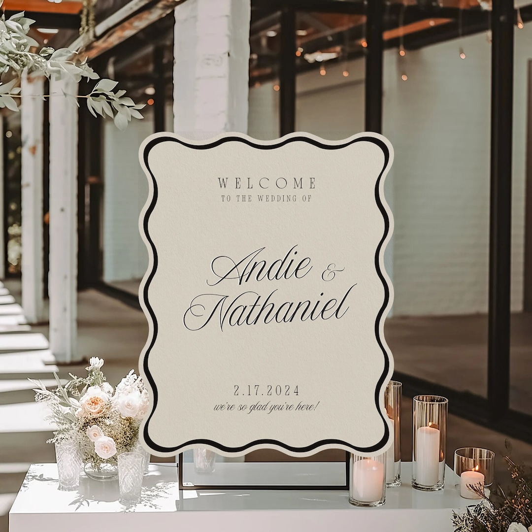 Retro Wavy Welcome Sign | Wedding Bridal Shower Engagement Event ...