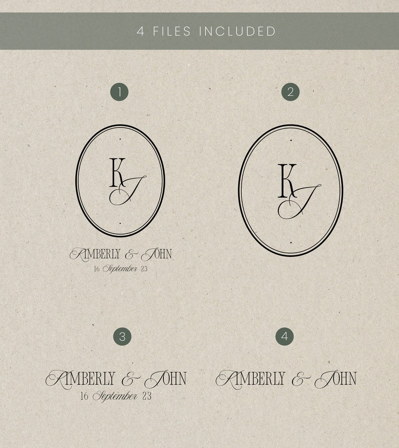Simple Wedding Monogram | Couple Monogram With Initials | Oval Circle ...