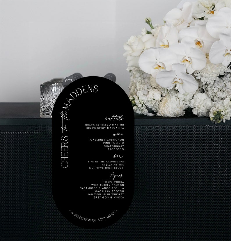 Floating Bar Sign With Arch Shape and Retro Design Wedding Bridal ...