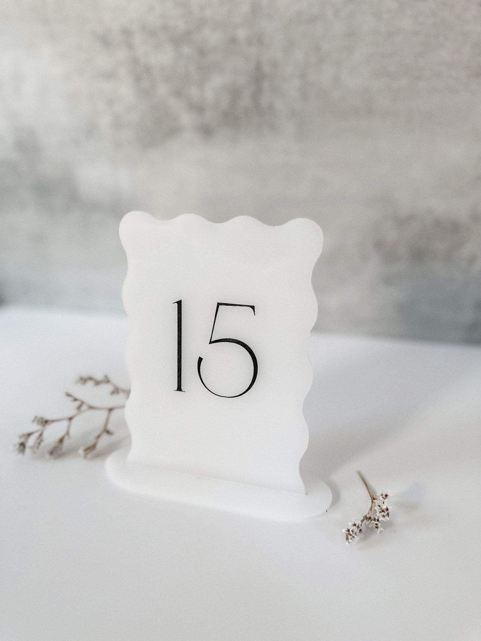 Wavy Milky White Acrylic Table Number With Stands 4x6 Modern Minimal ...