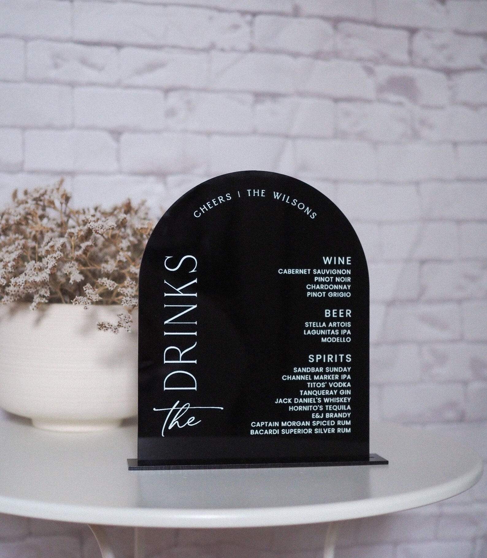 Arched Bar Menu With Modern Front Frosted Acrylic Sign - Etsy