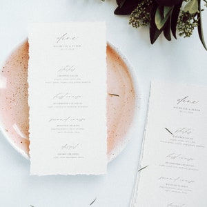Modern + Minimal Wedding Menus on Thick 4x8" Card Stock With Deckled ...