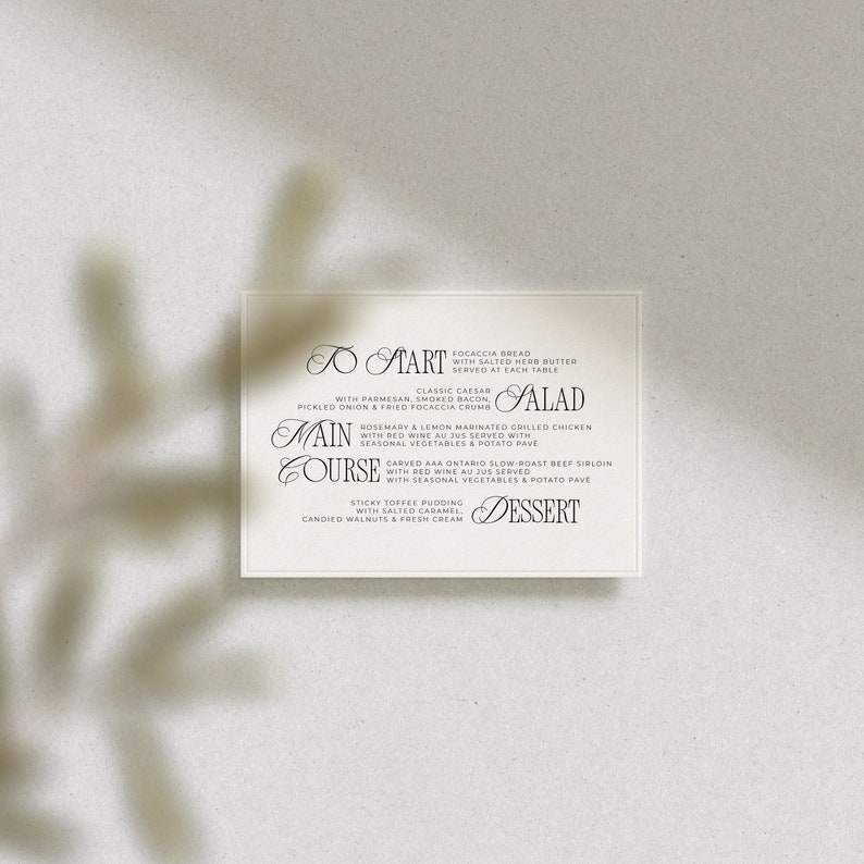 Modern Event Wedding Menus With Debossed Border Luxurious Thick ...