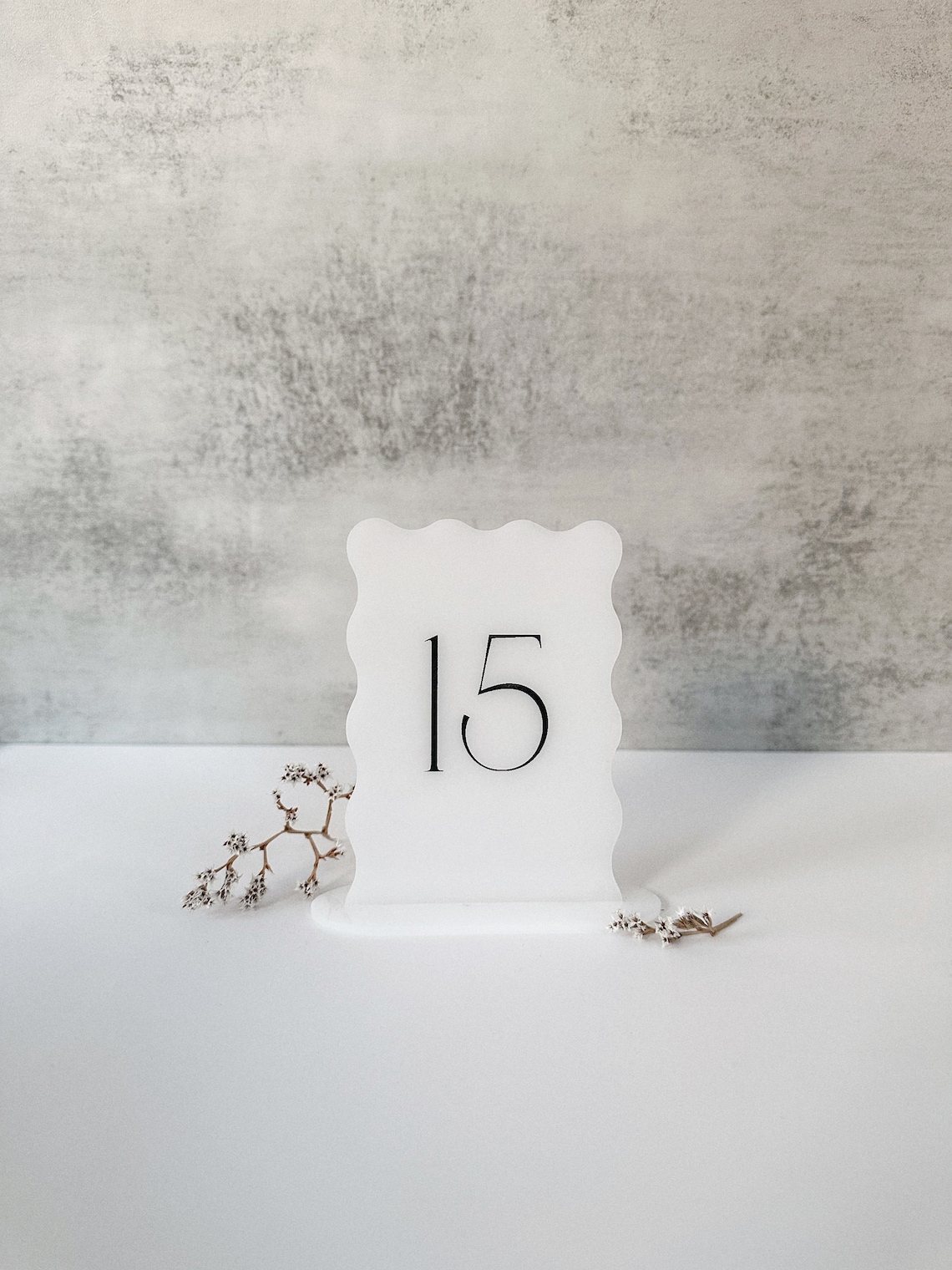 Wavy Milky White Acrylic Table Number With Stands 4x6 Modern Minimal ...