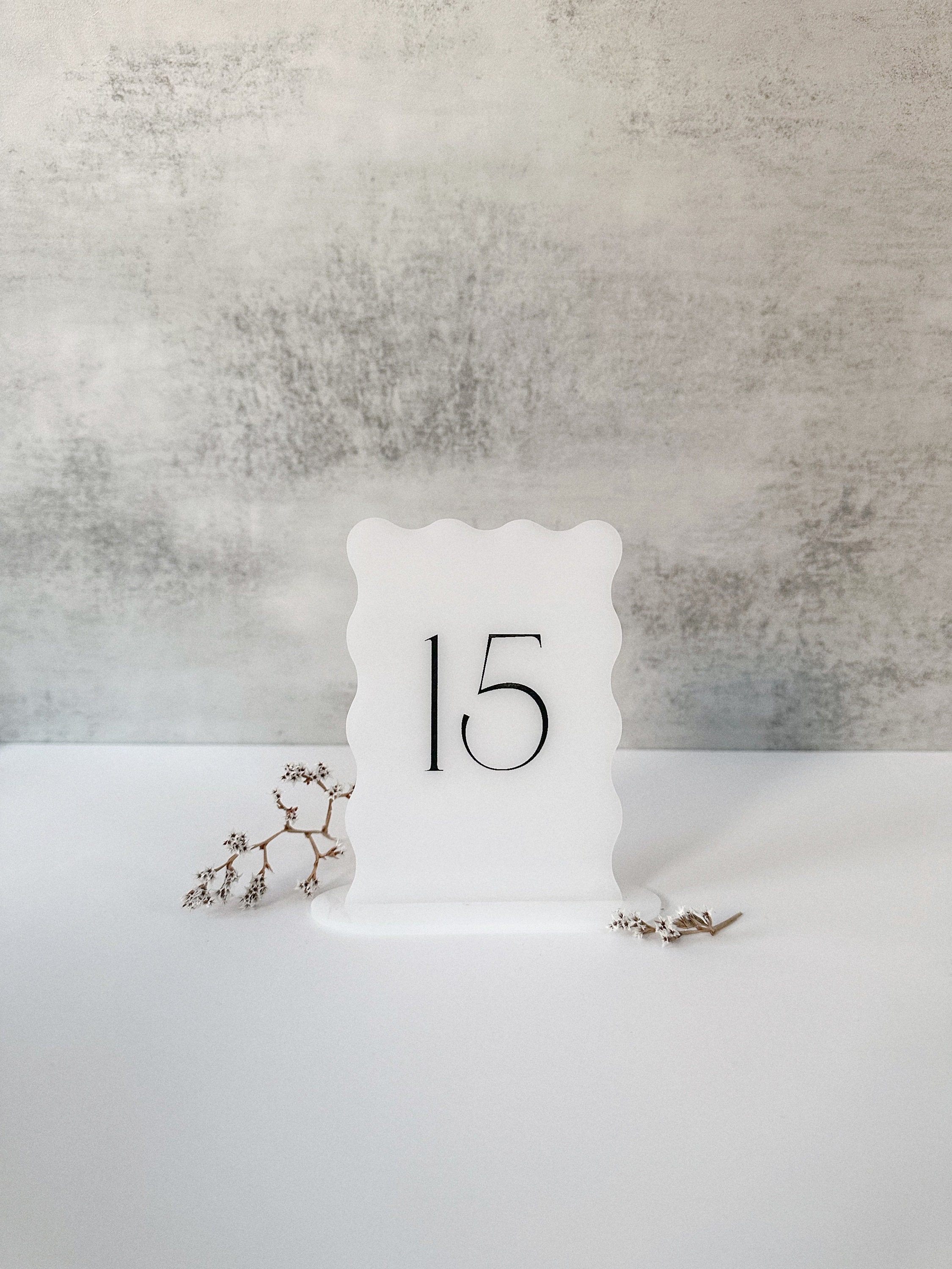 Wavy Milky White Acrylic Table Number With Stands 4x6 Modern Minimal ...