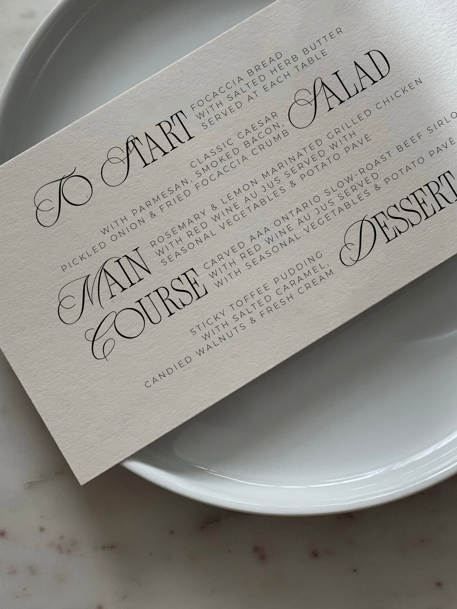 Modern Event Wedding Menus With Debossed Border | Luxurious Thick ...
