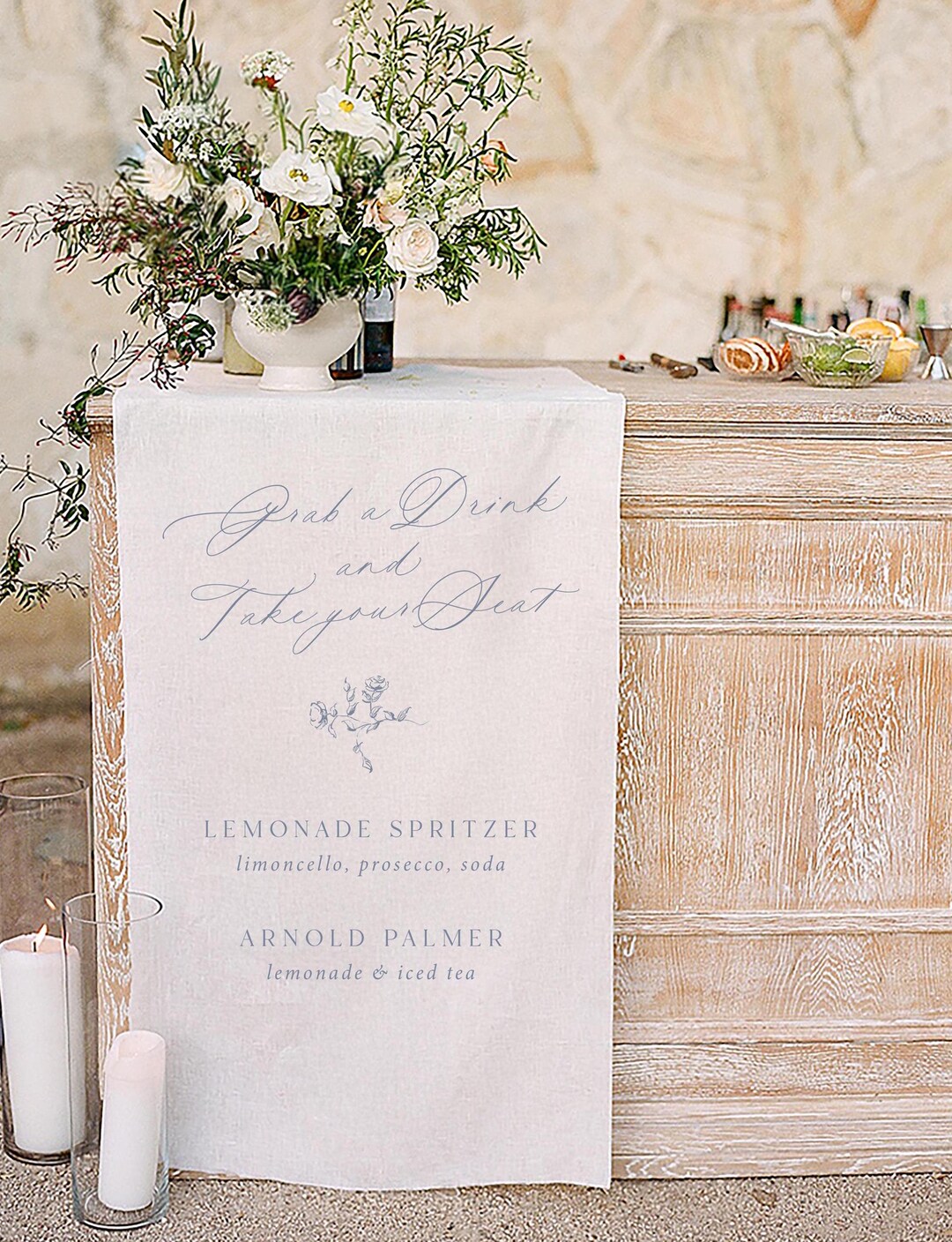 Linen Bar Sign: Wedding Welcome Drinks, Cocktail Hour - Etsy Canada
