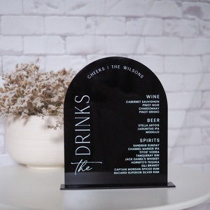 Arched Bar Menu With Modern Front | Frosted Acrylic Sign 8x10" or 11x14 ...